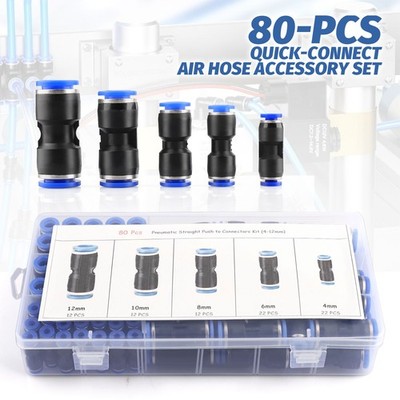 80Pcs Quick Connect Air Hose Fittings, 5 Sizes Air Line Push to Connect ...