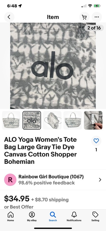 ALO Yoga Women's Tote Bag Large Gray Tie Dye Canvas NWT. $48 | eBay