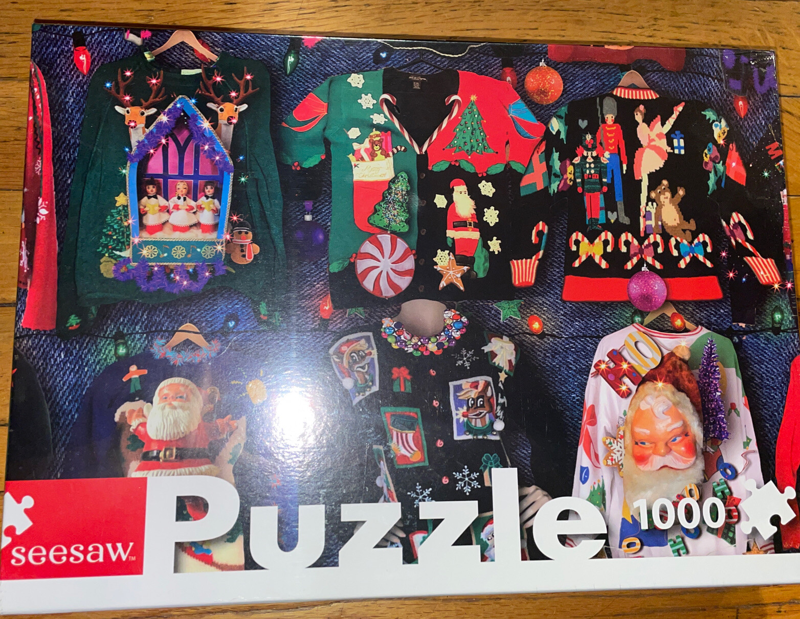 Seesaw 1000 Piece Jigsaw Puzzle Ugly Christmas Sweaters Santa Brand New ...