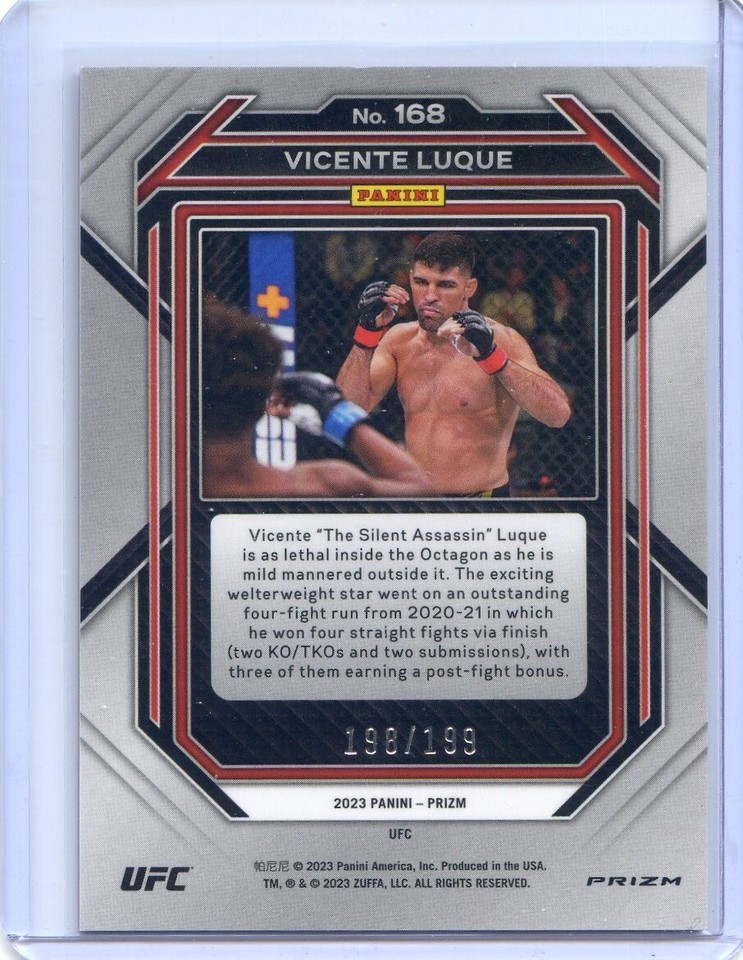 2023 Panini Prizm UFC Red #/199 Parallel NO. 168 Vicente Luque ...