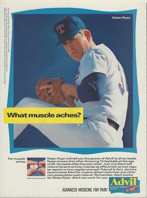 1993 Advil Ibuprofen Pain Relief Nolan Ryan Medicine vtg Print Ad ...