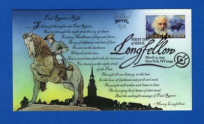 Scott 4124 39c Longfellow Literary Arts HP Bevil FDC Main Lot 150 Made ...
