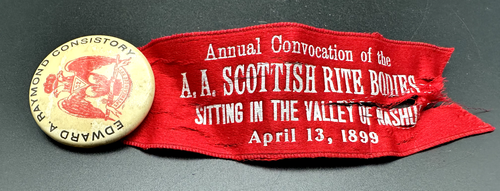 1899 SCOTTISH RITE EDWARD A RAYMON CONSISTORY NASUAH NH PIN RIBBON ...