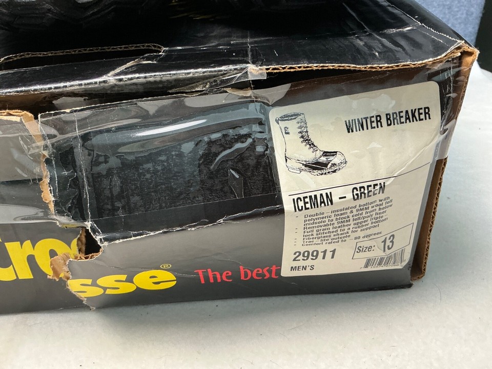 NOS LACROSSE 29911 ICEMAN GREEN BOOTS COMFORT RATED TO -80 DEGREES MADE ...