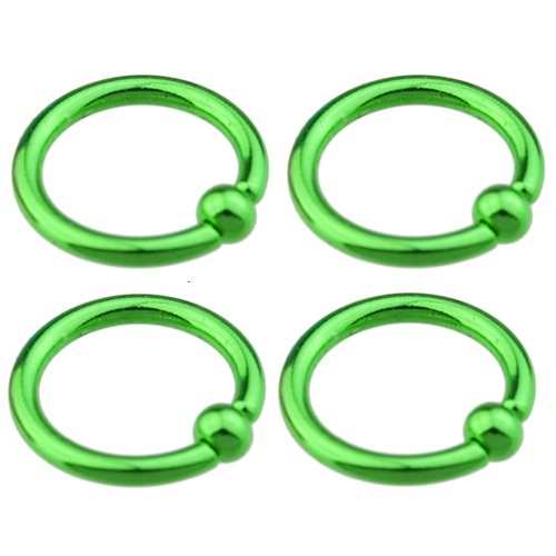 1 Pair (2) Titanium Plated Neon Captive Rings 14g 3/8" 3mm Balls Ear ...