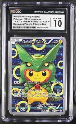 💎[CGC 10] Rayquaza Poncho Pikachu, 230/XY-P Pokemon Break Promo 2016 ...