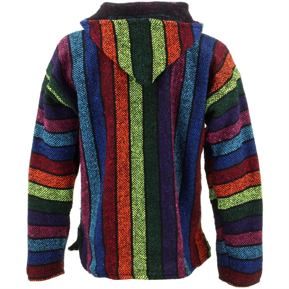 Mexican Baja Hoodie Hoody Jerga Drug Rug Jumper Siesta Surf Hippy Baha ...