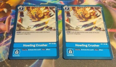 x2 Digimon HOWLING CRUSHER BT1-101 Blue Common Option TCG | eBay