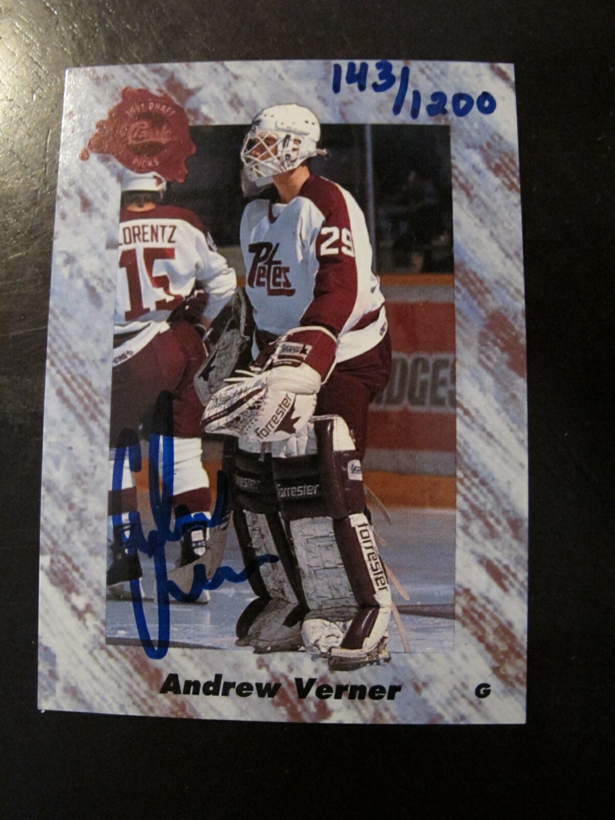 1991 Classic Draft Picks 143/1200 Andrew Verner Rookie Autographed ...