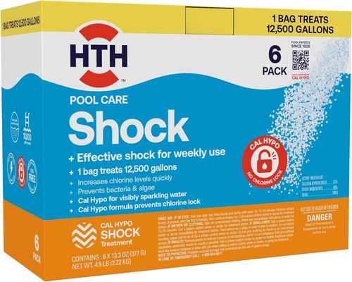 HTH 52030B Swimming Pool Care Shock, Cal Hypo Formula 13.3oz (6 Pack ...