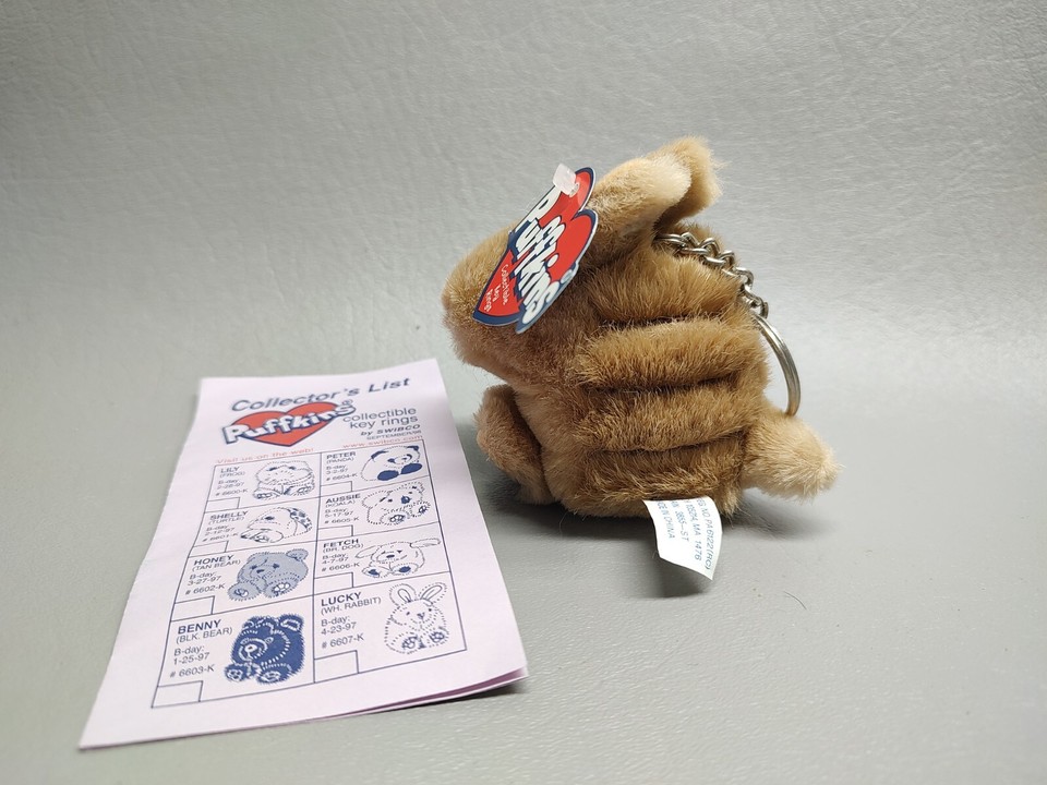 Vintage Swibco Puffkins plush animal key chain ring w/ tag armadillo ...