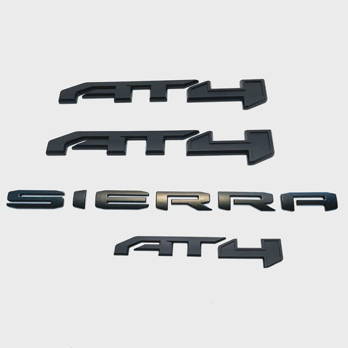 Matte Black AT4 Emblem Sierra Letters Fit 2019-23 GMC Sierra 1500 ...