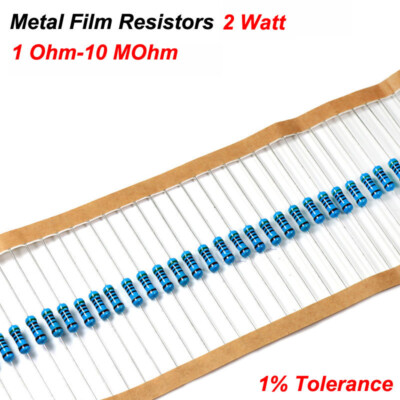 2W Metal Film Resistors 2 Watt 1% Tolerance 1 Ohm-10 MOhm Pack: 20/ 60 ...