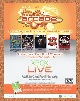Microsoft Xbox Live Original 2008 Print Ad Authentic Arcade Video Game ...
