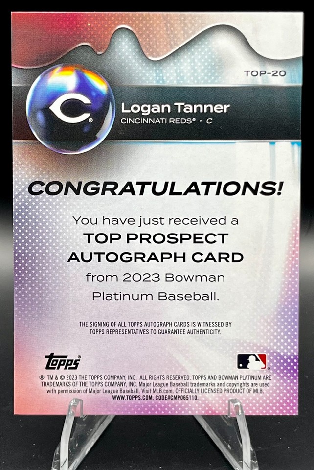 2023 Bowman Platinum Logan Tanner Top Prospect Auto Cincinnati Reds! | eBay