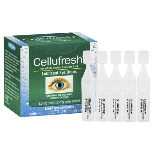 Cellufresh Lubricant Eye Drops 30 x 0.4mL Vials Long Lasting Dry Eye ...