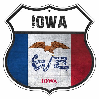 Iowa Country Flag Roads Garage Décor Gift Iowegians Shield Aluminum ...