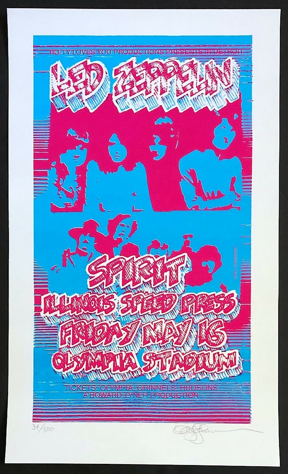 MINT & SIGNED Led Zeppelin 1969 Olympia Stadium Detroit Poster 34/500 ...