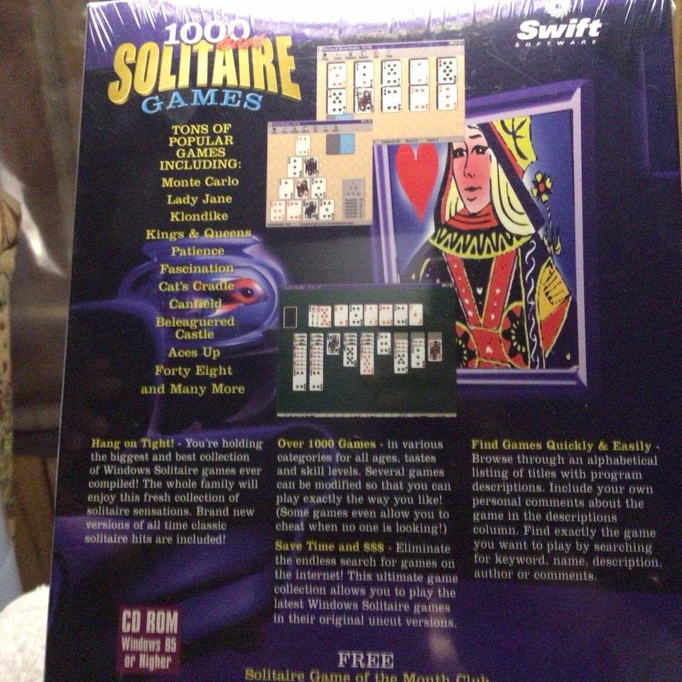 Swift Software 1000 Best Solitaire Games - PC CD-ROM Big Box - New ...