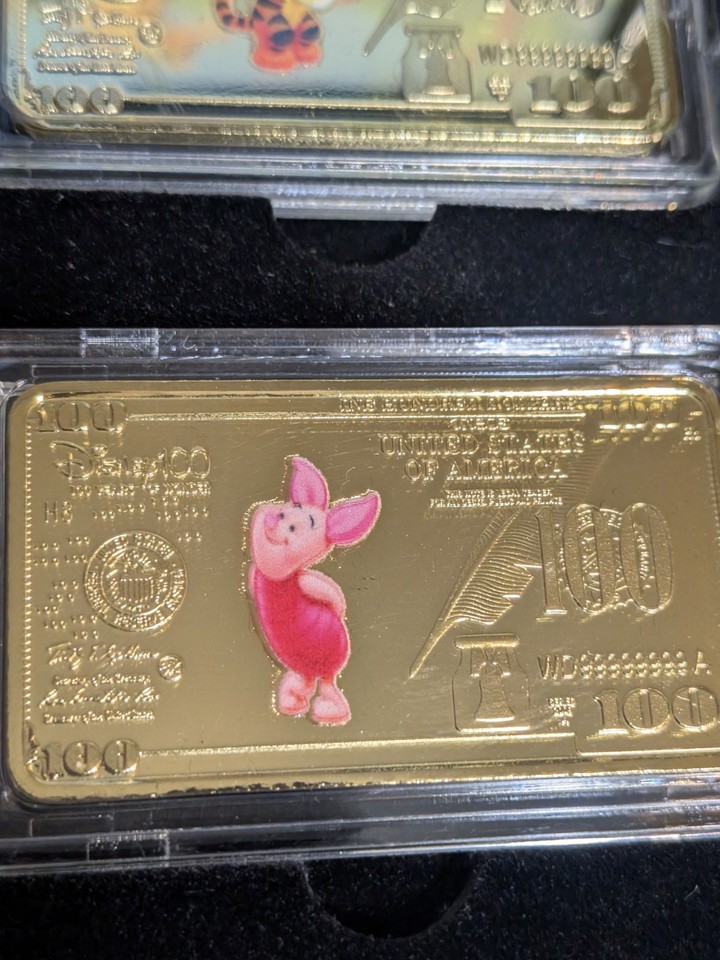 Disney Winnie The Poo And Friends Gold Plated Bar Set Certified In ...