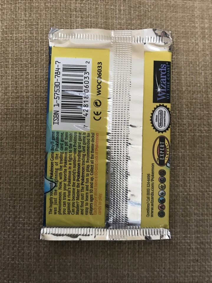 Pokémon 1999 Base Set Sealed Blastoise Booster pack Short Foil Unopened ...