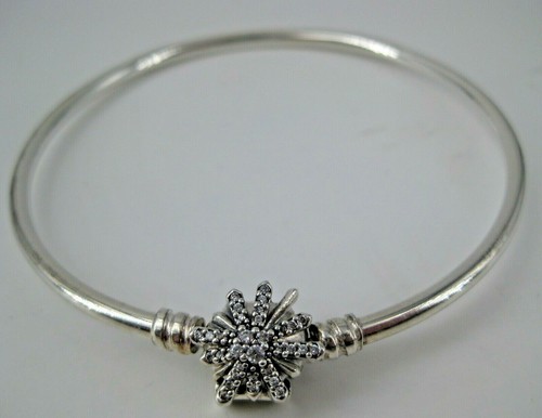 Pandora Sterling Bangle Bracelet Firework Clasp Clear Cubic Zirconia ...