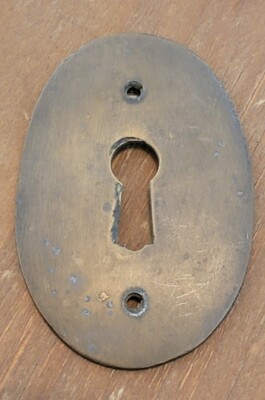 NOS Vintage HORTON Brass FE5 Skeleton Key Hole Cover Escutcheon 2 1/8 ...