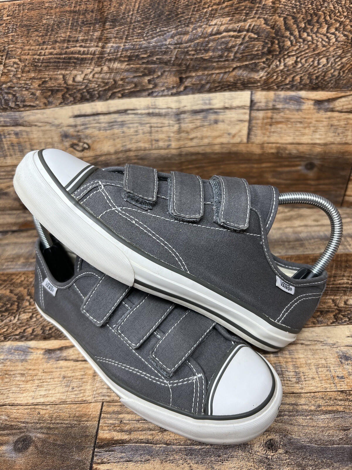 Vans Hook & Loop 3 Straps Antique Grey White Canvas S… - Gem