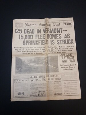 The Boston Post Newspaper EXTRA Nov 6 1927 Montpelier Vermont FLOOD OF ...