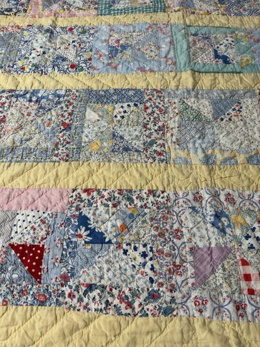 OMG Vintage Handmade Hand Quilted Feed Sack Pinwheel Patchwork Quilt 60x64 #184 | eBay