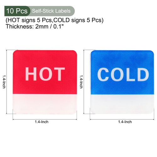 10Pcs Hot Cold Water Sticker Label,Sticker Sign(Blue Red White,1.4" x 1 ...