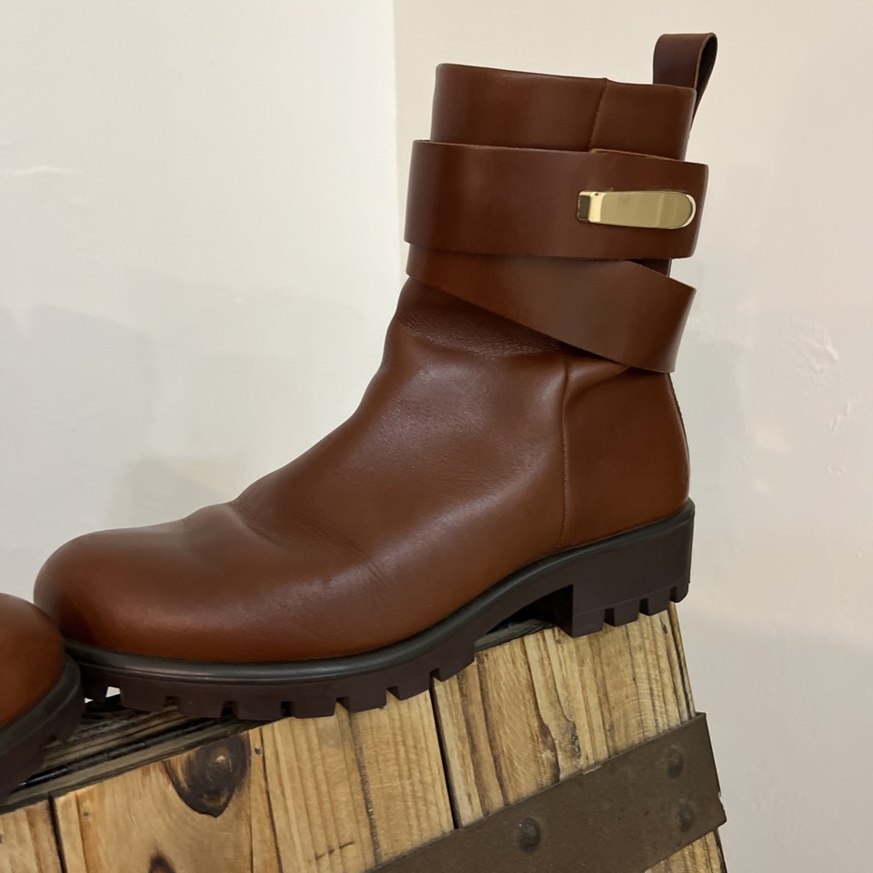 ECCO Modtray HYDROMAX TrayTech Brown Leather Ankle Boot Women Size 8 -8 ...