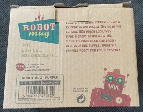 Novelty Robot Mug - Coffee Tea Cup Retro Geek Funky Boxed Gift Ceramic ...