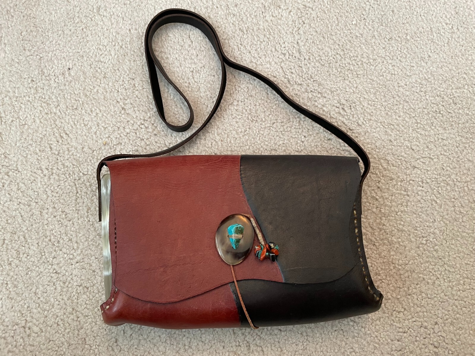 Handmade native American two tone leather and horn cr… - Gem