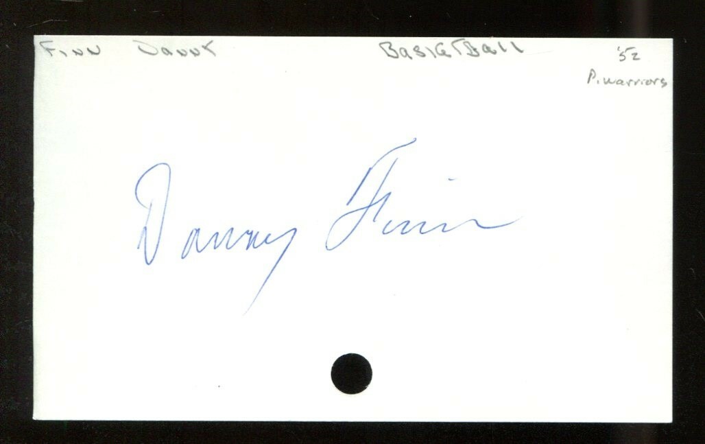Danny Finn Signed Index Card 3x5 Autographed Warriors D:2007 St. John's ...