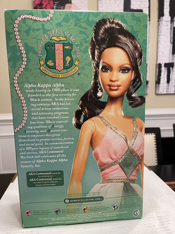 AKA Alpha Kappa Alpha Sorority Centennial Limited Edition Barbie Doll ...
