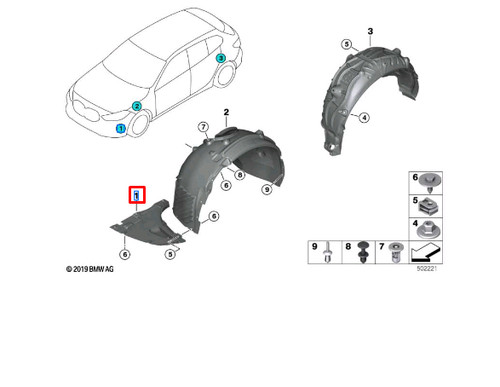 NEW BMW 1 F40 FRONT RIGHT WHEEL ARCH COVER 51757447034 ORIGINAL 51-75-7 ...