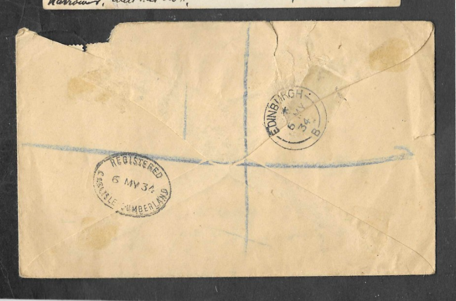 INDIA 1934 REG'D COVER 'JIND STATE CAMP P.O' D/S 4xGEORGE V STAMPS TO ...