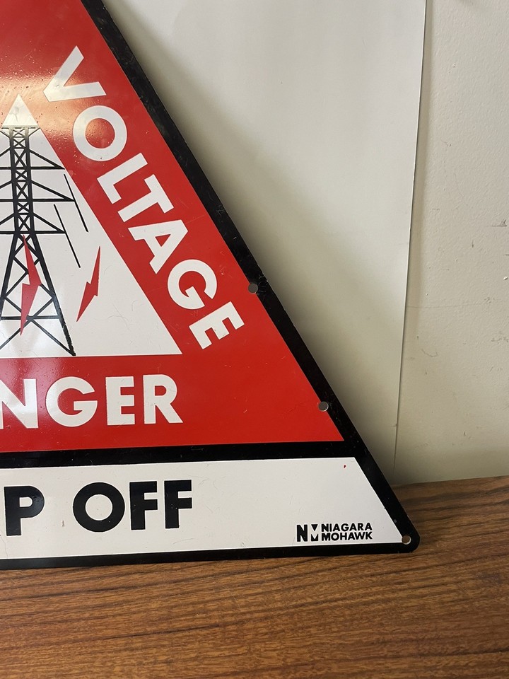 VINTAGE DANGER HIGH VOLTAGE KEEP OFF SIGN NIAGARA MOHAWK TOWER ...