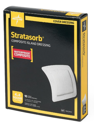 Stratasorb Composite Adhesive Island Wound Dressings, 4" x 4" Box of 10 ...