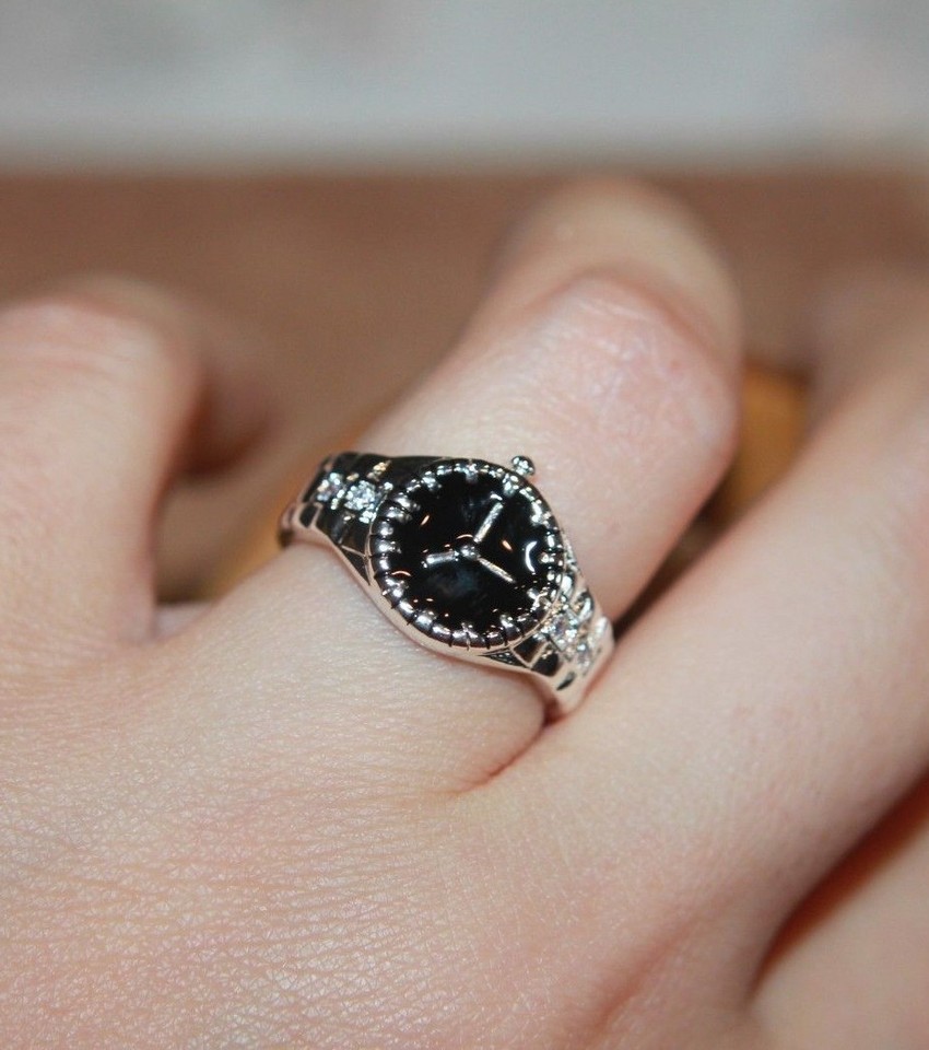 enamel ring gemstone silver jewelry 6.25 7.25 8.75 cocktail wrist watch ...