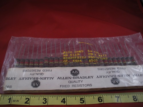 Allen Bradley RC42GF512J Lot of (25) Resistors 5100 ohms 2w 5% 2 Watt ...