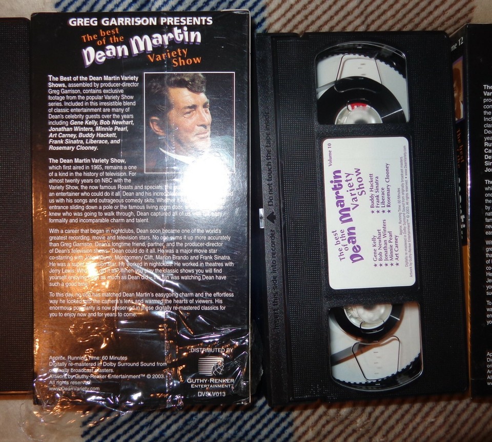 3 DEAN MARTIN VARIETY SHOW VHS TAPES JIMMY DURANTE GENE KELLY JONATHAN ...