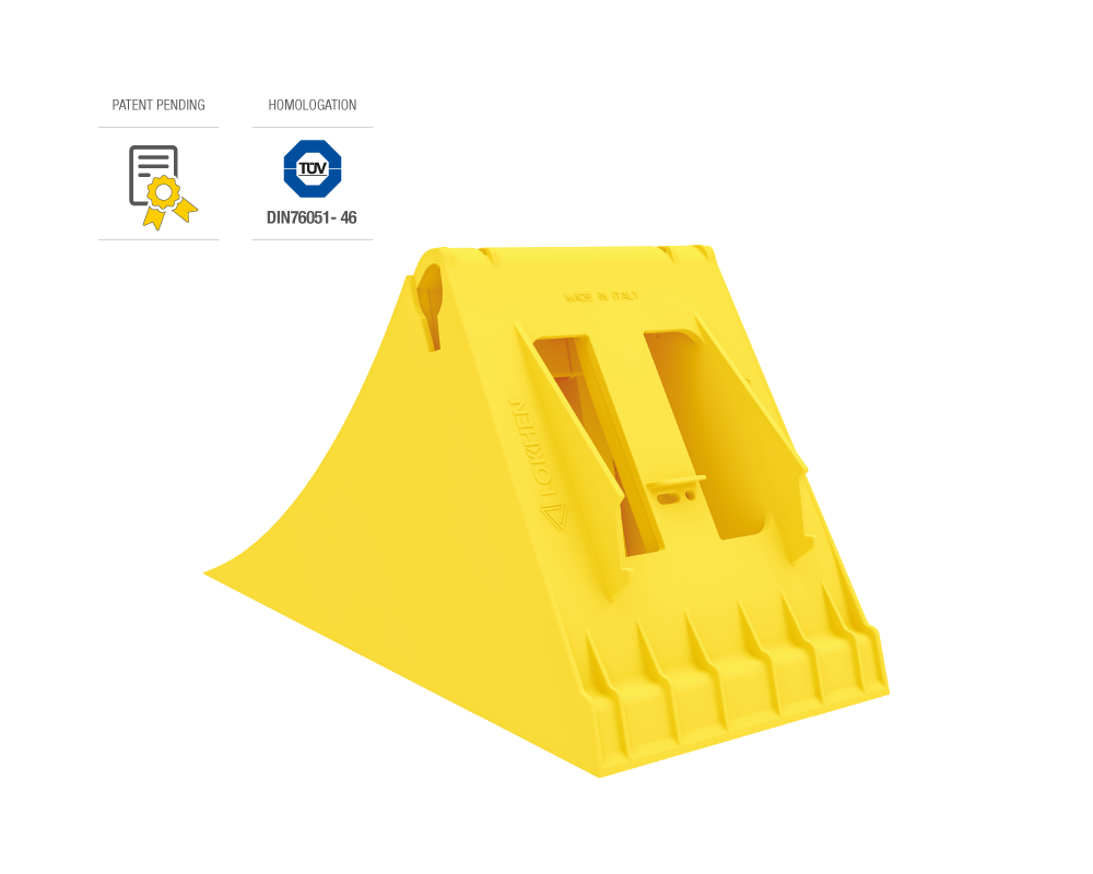 YELLOW WHEEL CHOCKS HEAVY DUTY LORRY LARGE CHOCK G46 383x160x190 LOKHEN ...