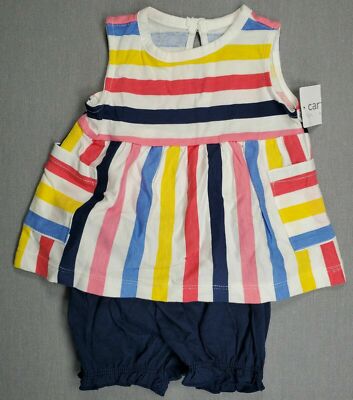 New Baby Girl Clothes Carter's 3 Month 2Pc Colorful Striped Outfit | eBay