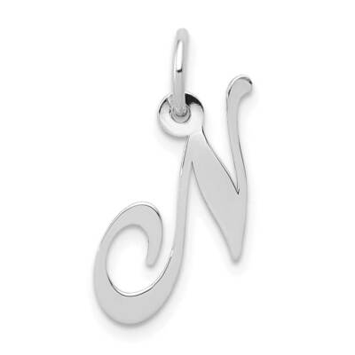 14k White Gold Small Fancy Script Letter N Initial Charm | eBay