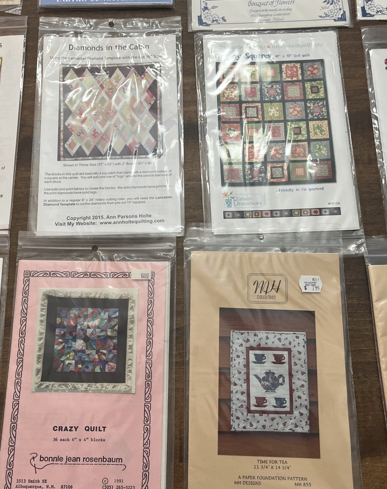 Vintage Quilt Patterns Lot of 18 Patterns Mix Of Designs & Brands/Sizes ...