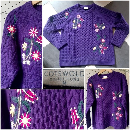 COTSWOLD Collections Merino Wool 100% Violet with Embroidery Jumper ...