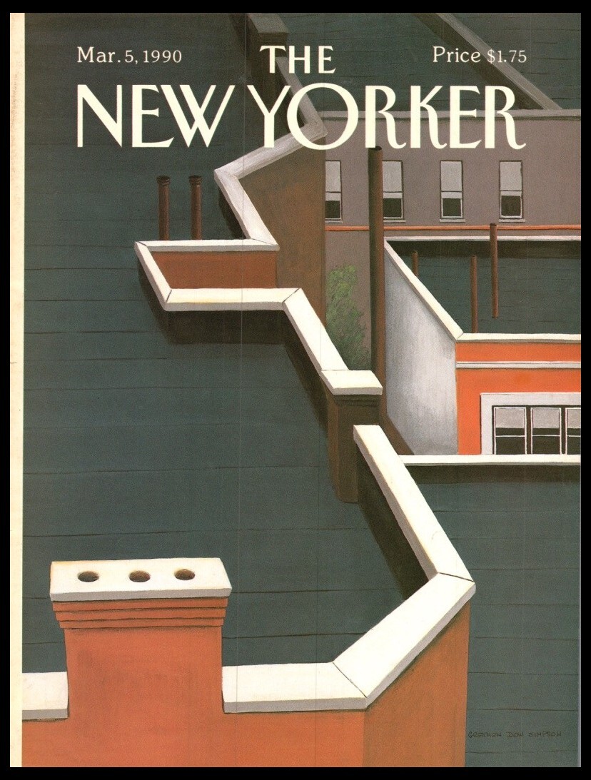 New Yorker magazine COVER ONLY March 5 1990 Gretchen D Simpson art-City ...