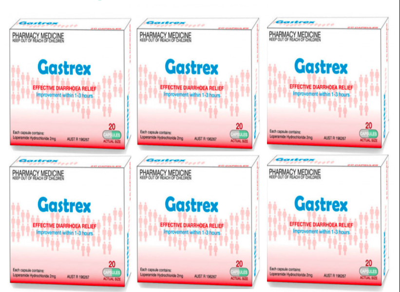 GASTREX (LOPERAMIDE 2MG) -SAME AS IMODIUM GASTRO STOP- (140 CAPS 7BOXES ...